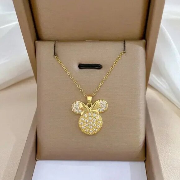 Disney | Jewelry | Nwot Minnie Mouse Gold Necklace Walt Disney World ...